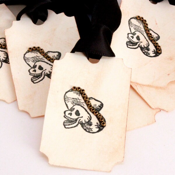 Halloween Gift Tags double Layered Skull and Crossbones Tags Vintage ...
