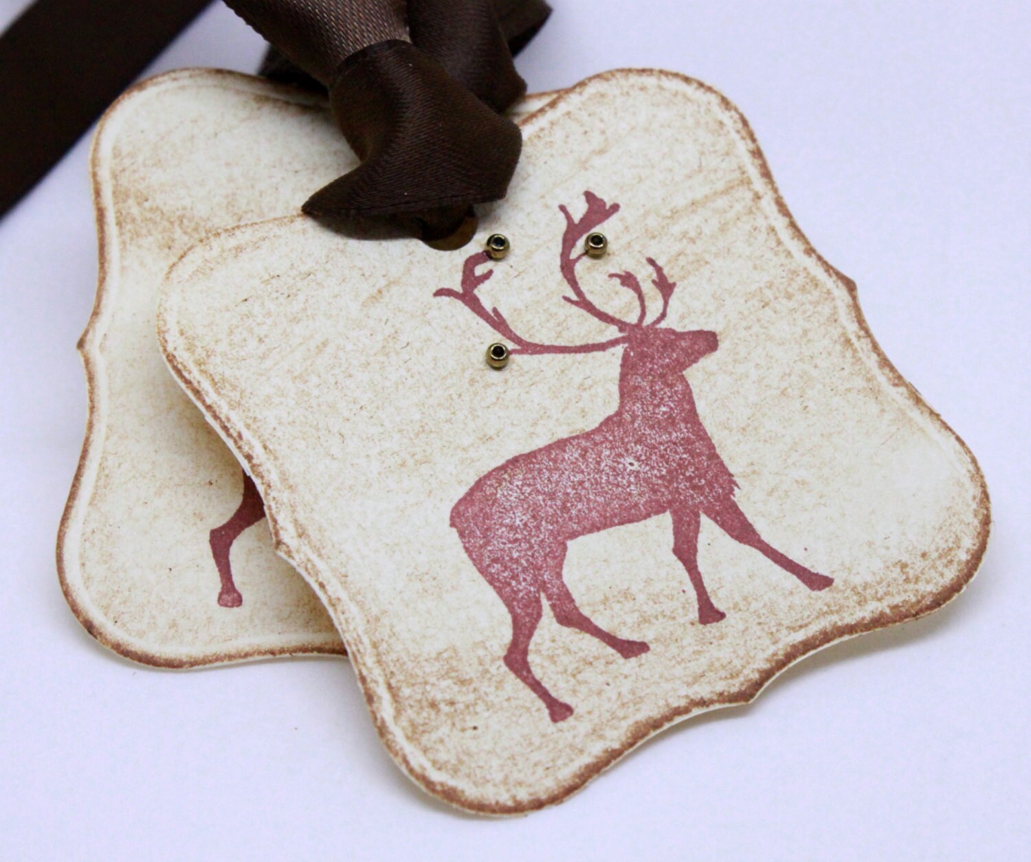 Christmas Tags doubled Layered Reindeer Gift Tags Deer Gift Tags ...