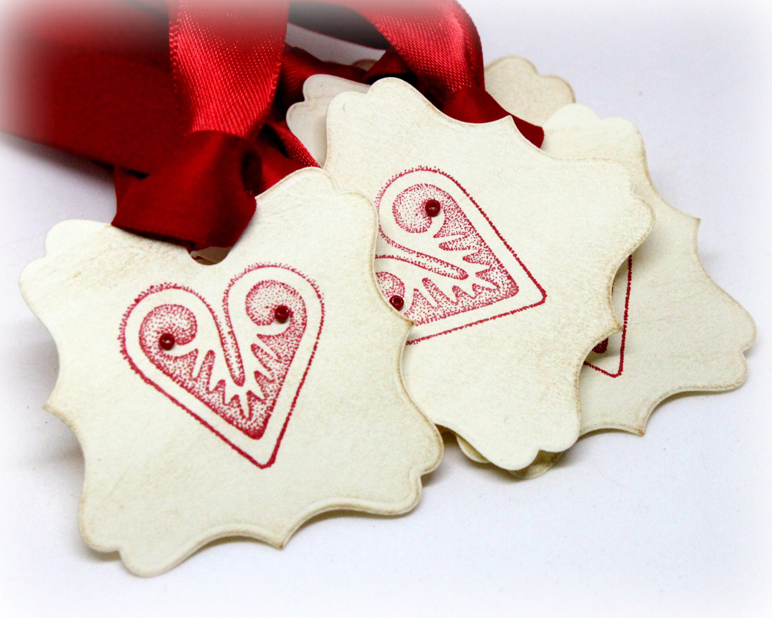 Valentine's Day Tags double Layered Ornate Heart Tags Handmade Vintage ...