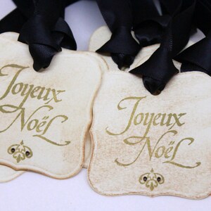 Christmas Tags (doubled Layered) - Joyeux Noel Merry Christmas French ...
