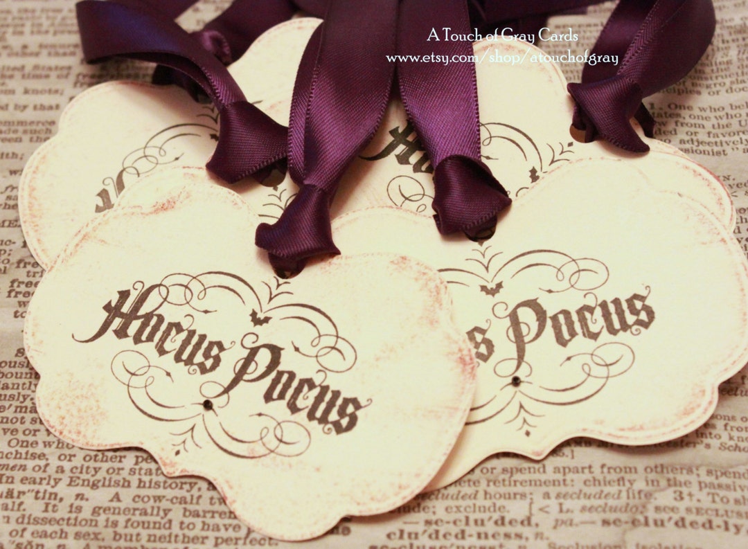 Halloween Gift Tags double Layered Hocus Pocus Tags Vintage Inspired ...
