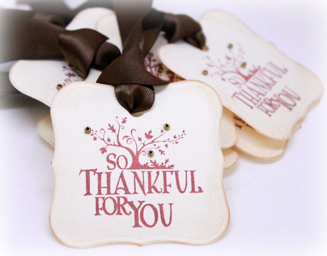 Vintage Inspired Gift Tags double Layered so Thankful for - Etsy