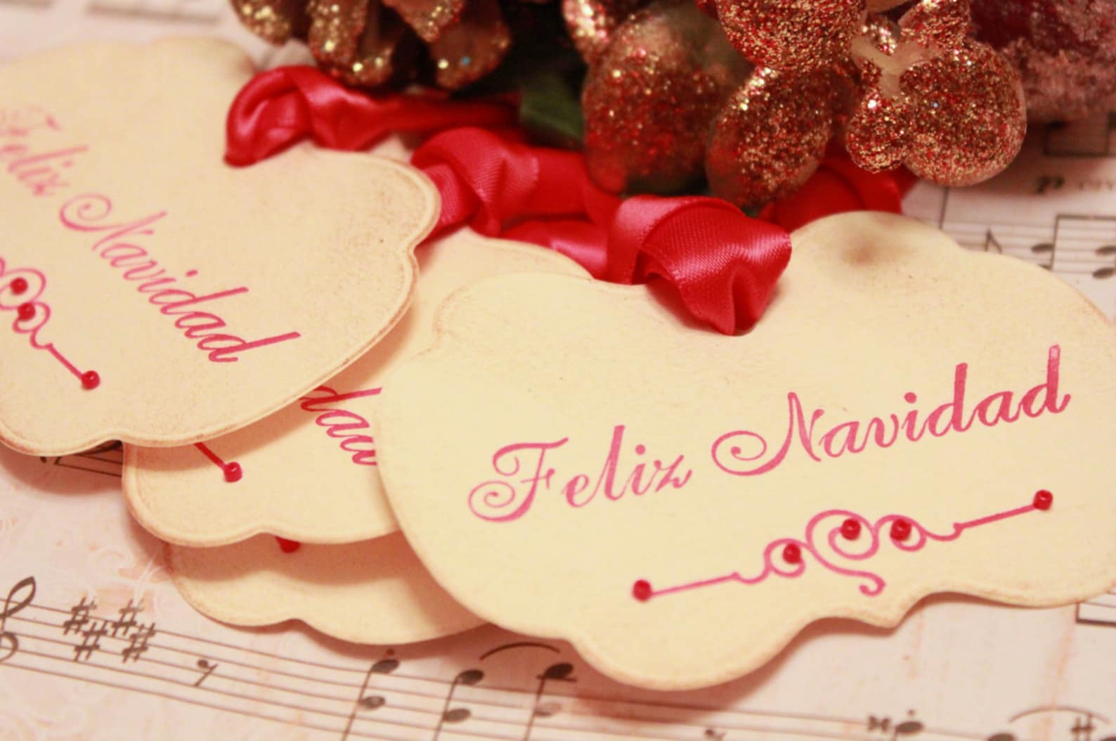 Christmas Tags doubled Layered Feliz Navidad Tags Handmade Vintage ...
