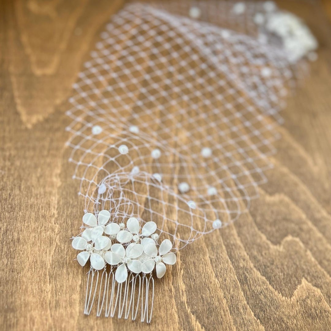 Daisy Bridal Birdcage Veil: Floral Pearl Wedding Veil - Etsy