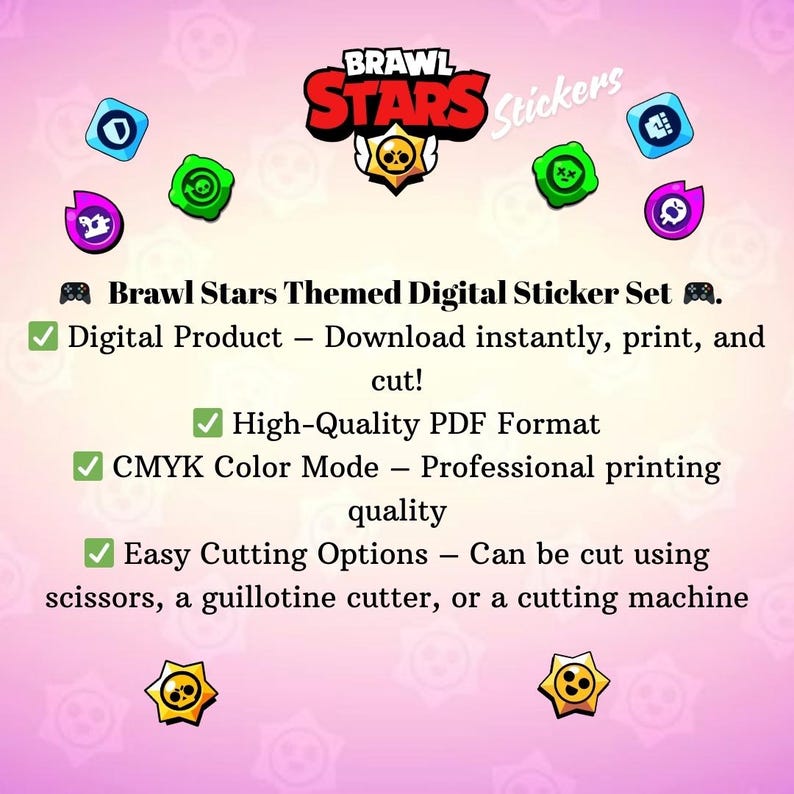 Brawl Stars Themed Printable Character Sticker Set | High-quality CMYK ...