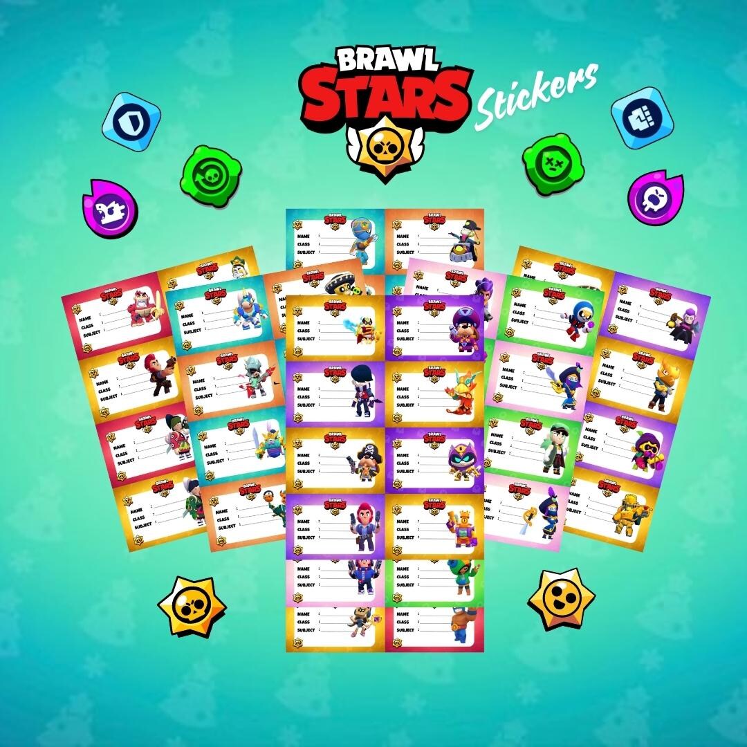 Brawl Stars Printable School Stickers | Digital Download | Gaming ...