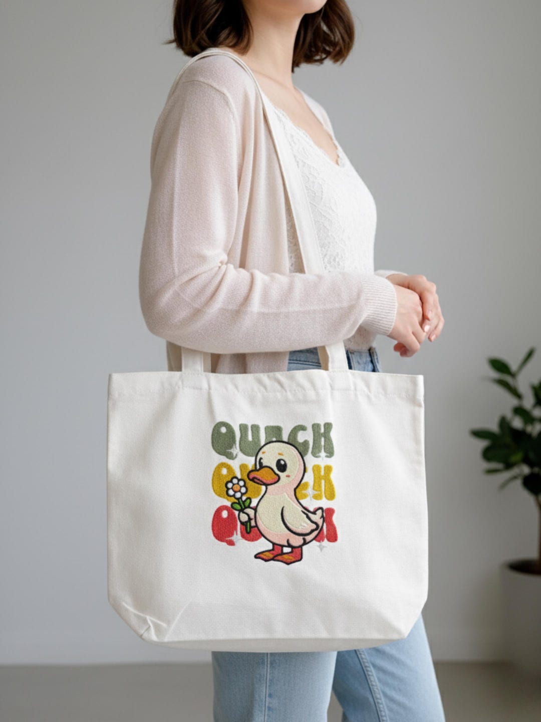 Embroidered Duck Canvas Tote: Personalized Gift for Her - Etsy