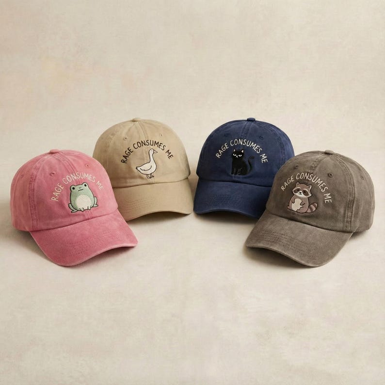 Embroidered Rage Consumes Me Baseball Cap, Funny Kitten, Silly Goose ...