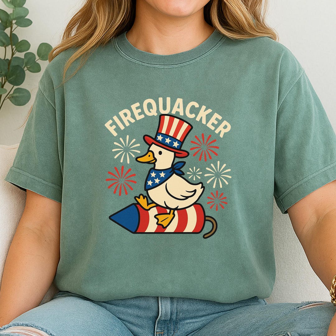 Retro Comfort Color Firequacker Shirt, Funny 4th of July T-shirt, Silly ...