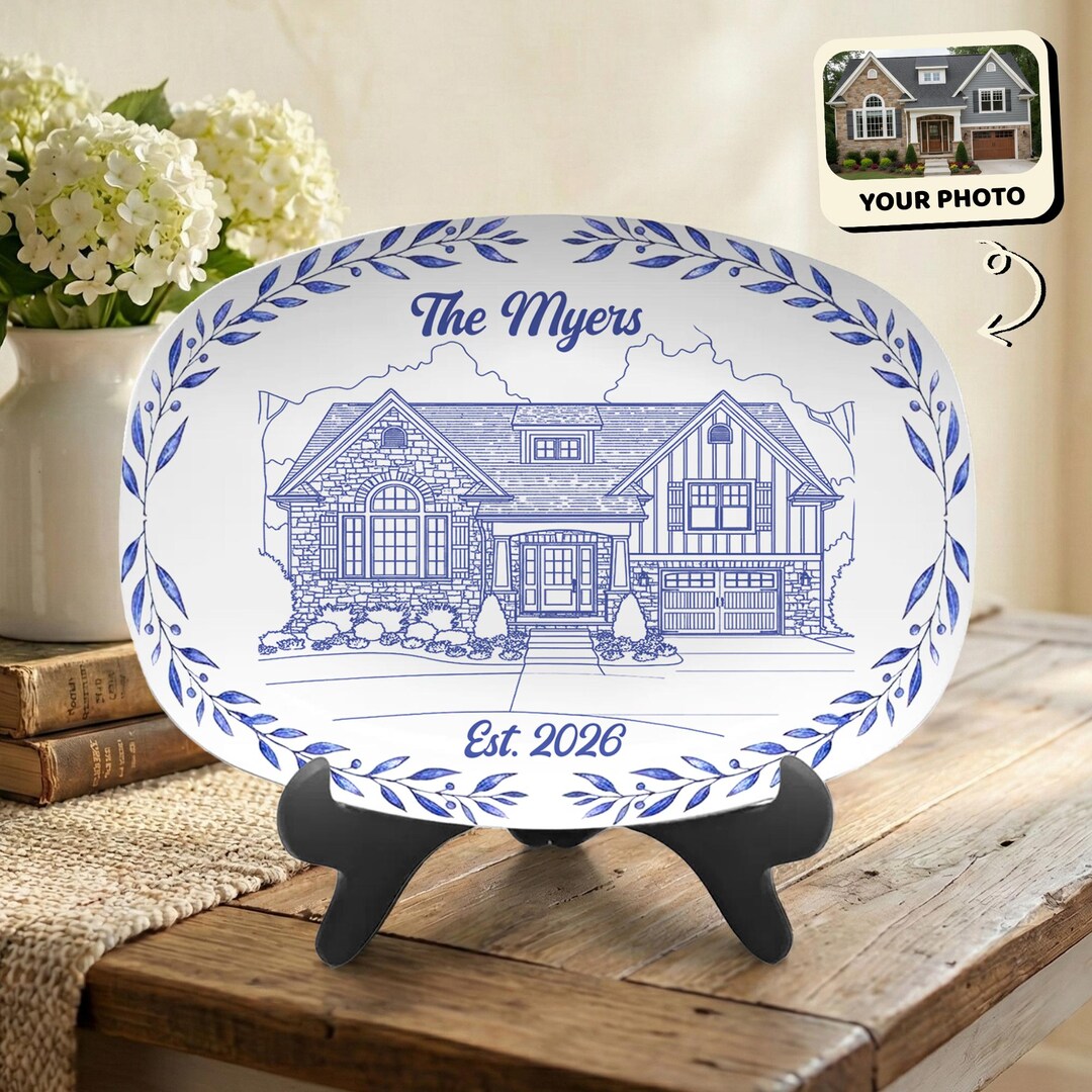 Custom Your Photo Platter, Custom House Portrait Plate, Personalized ...