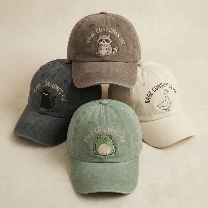 Embroidered Rage Consumes Me Baseball Cap, Funny Kitten, Silly Goose ...