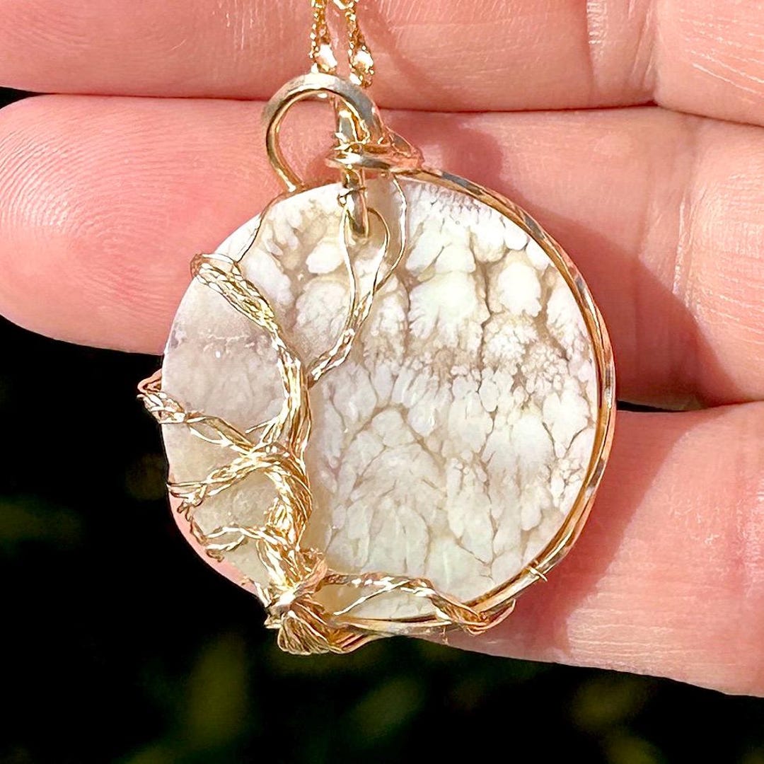 Opalized Petrified Wood Tree of Life Pendant: 14K Gold Filled Necklace ...