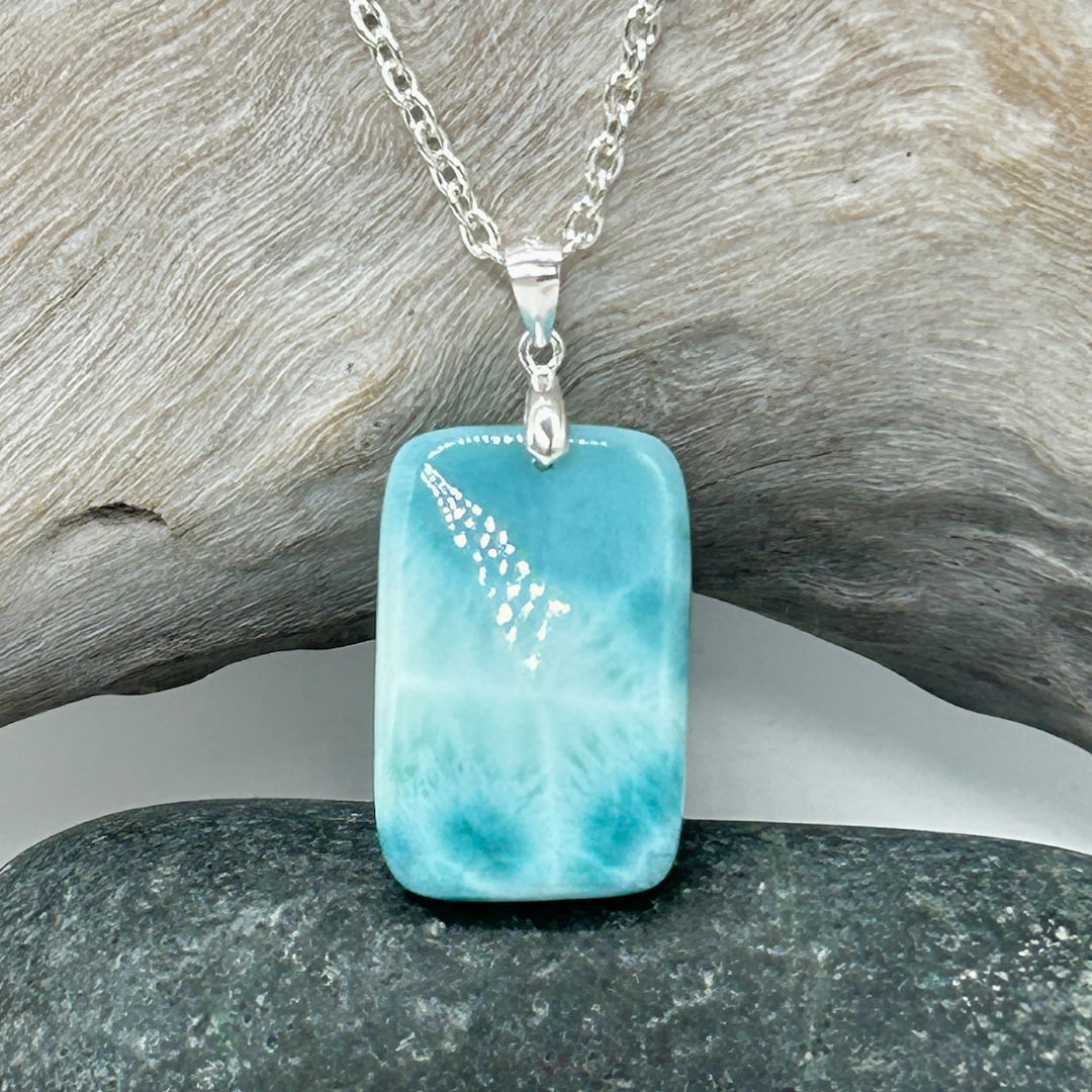 Dominican Larimar Gemstone/natural Stone Pendant/necklace on .925 ...