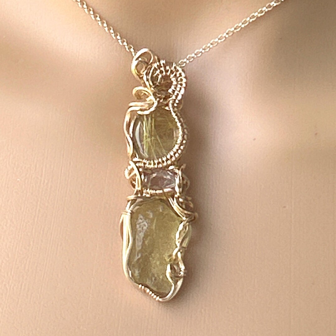 Libyan Desert Glass, NY Herkimer Diamond, & Golden Rutilated Quartz ...