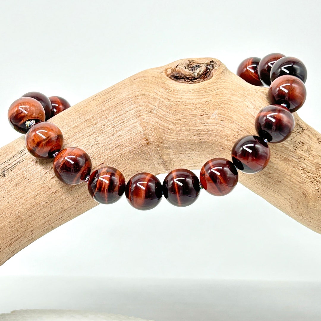 AAAAA Grade 8mm Red Tiger's Eye Beaded Stretch Bracelet: Natural ...