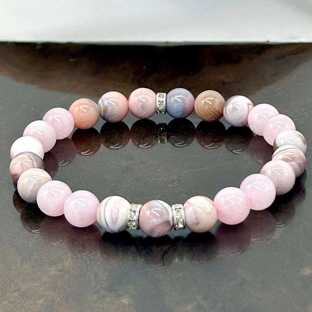 AAA Pink Botswana Agate & Rose Quartz Stretch Bracelet - Etsy