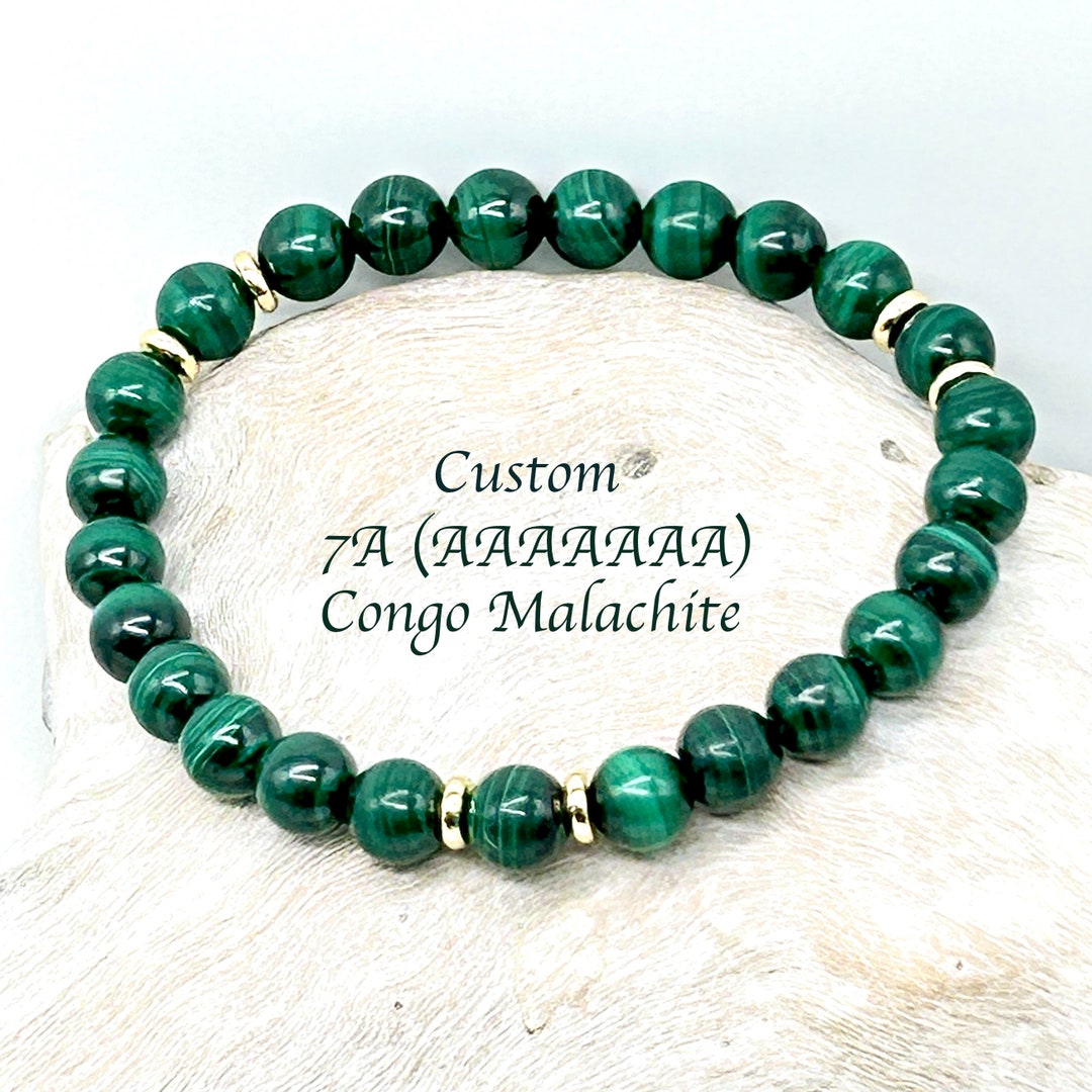 7A (aaaaaaa!!)highest Quality Genuine Congo Malachite 8mm Beaded ...
