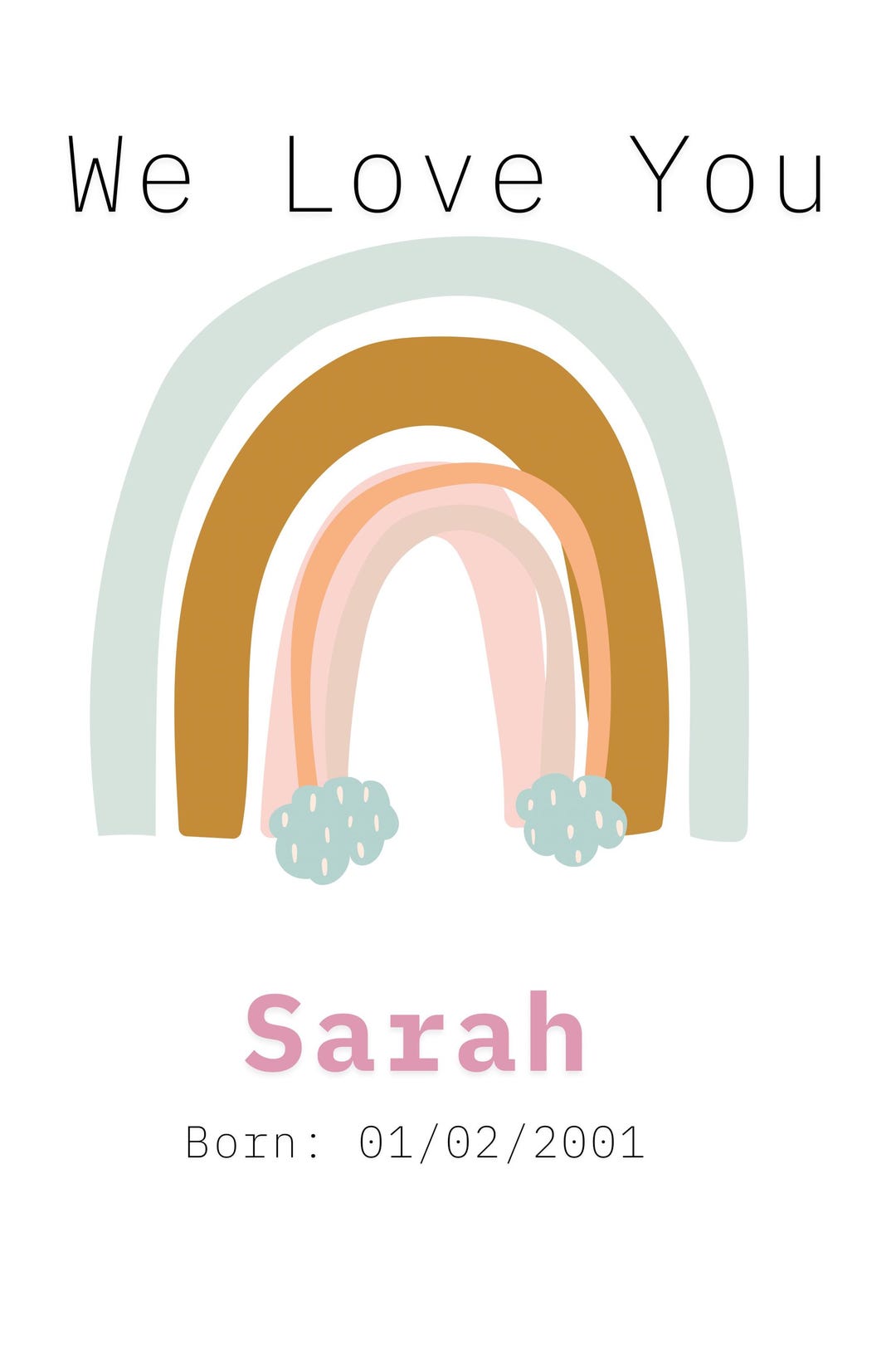 Custom Baby Girl Name Portraits for Nursery Digital Portrait - Etsy UK