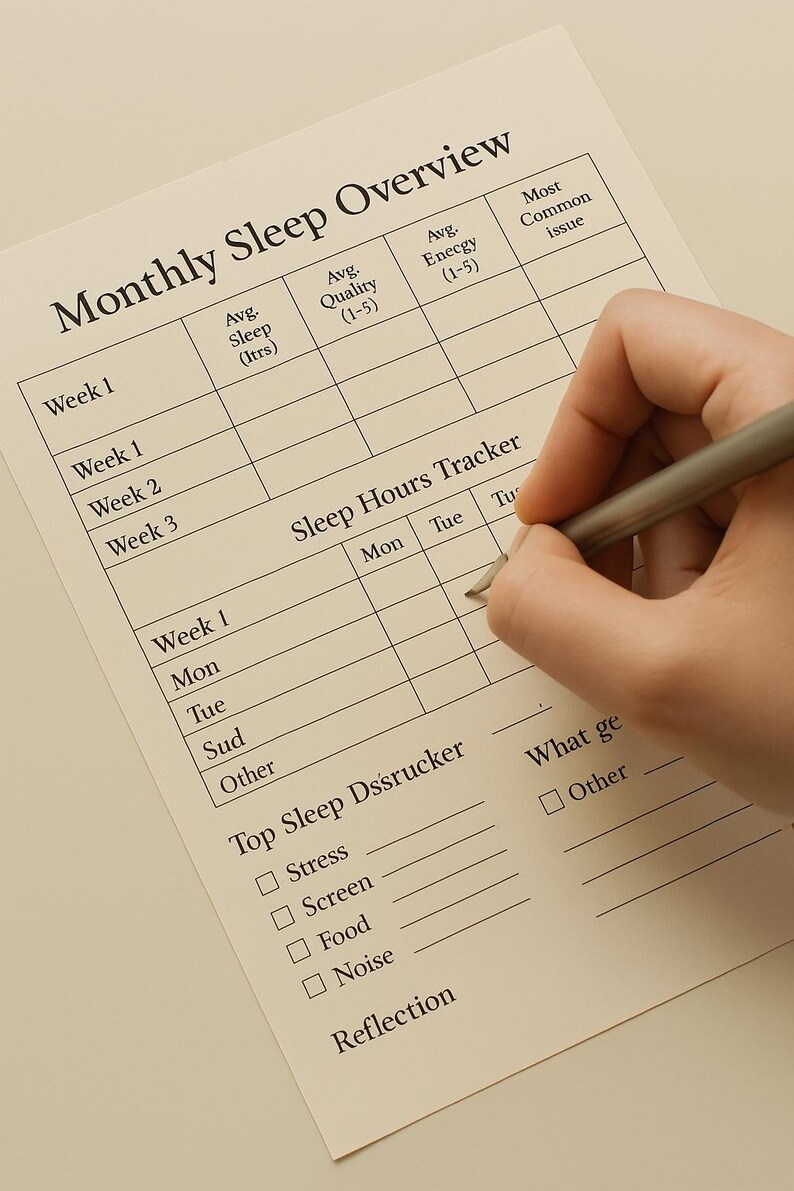 Monthly Sleep Tracker | A4 Printable Template | Self-care Wellness ...