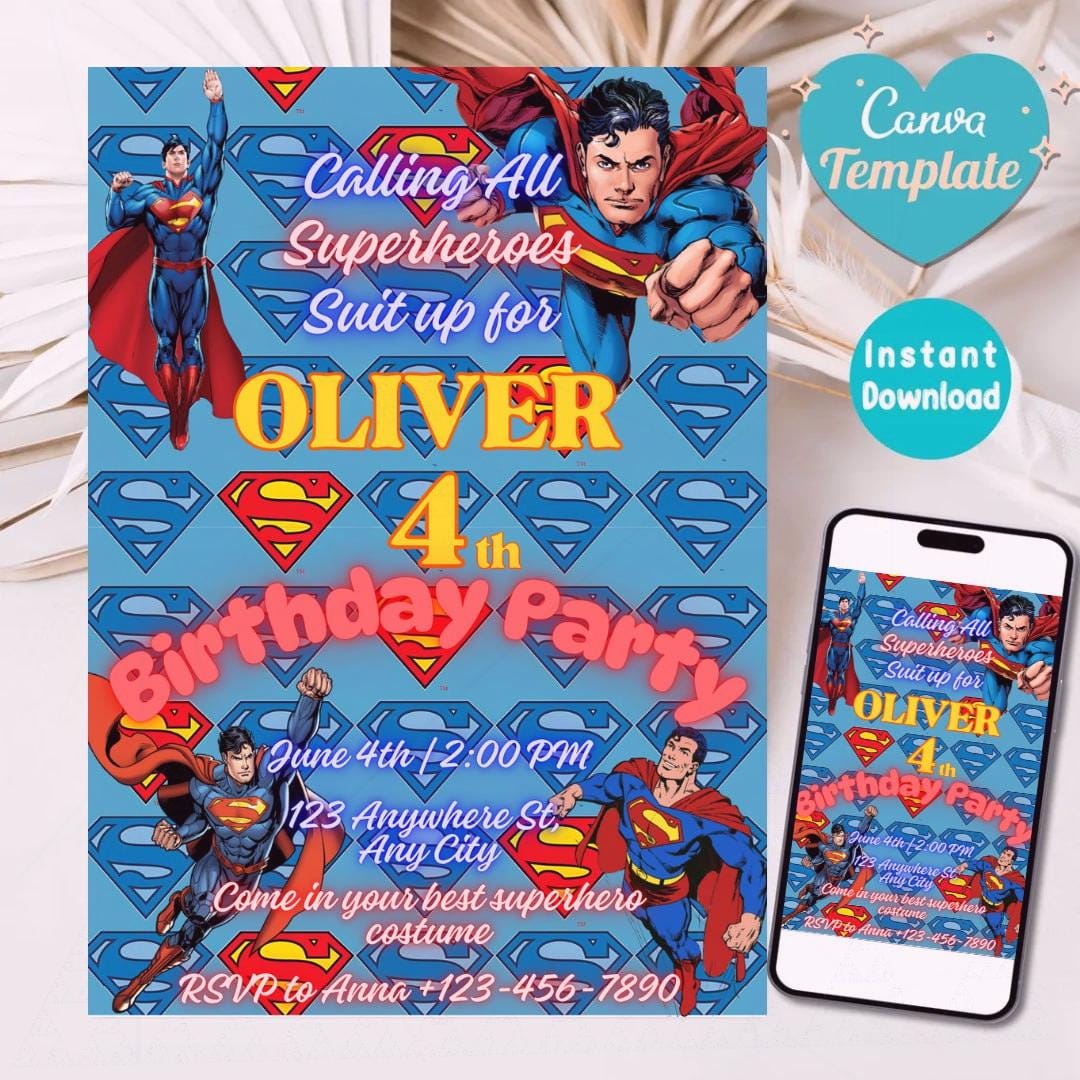 Editable Superheroes Birthday Invitation, Superhero Birthday Invite ...