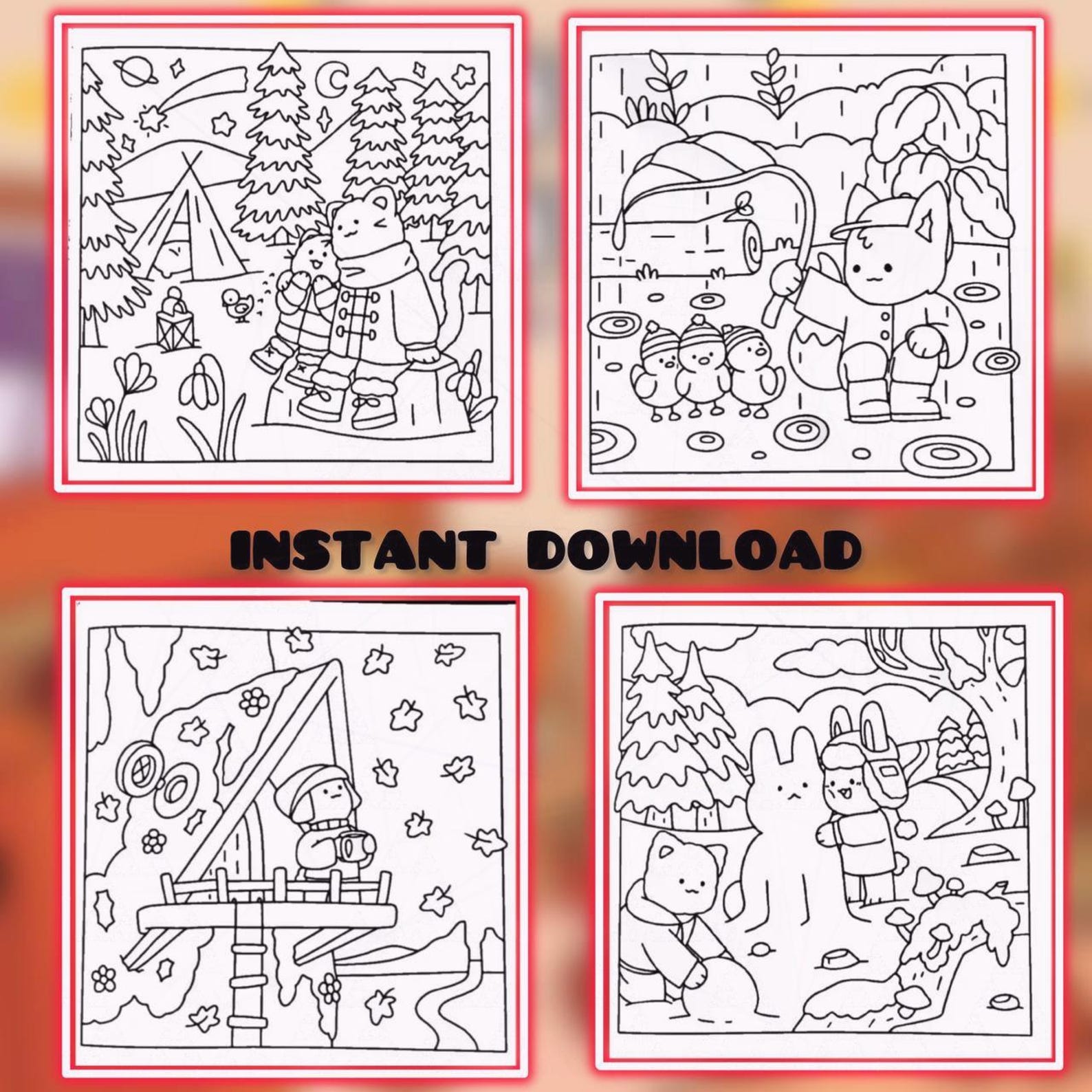Coloring Book for Adults & Kids, Printable Coloring Pages PDF, Fun ...