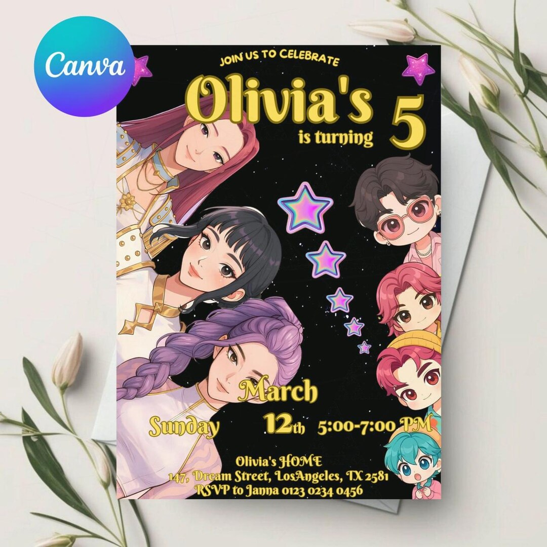Editable Birthday Invitation | Anime Theme Party | Anime Invite ...