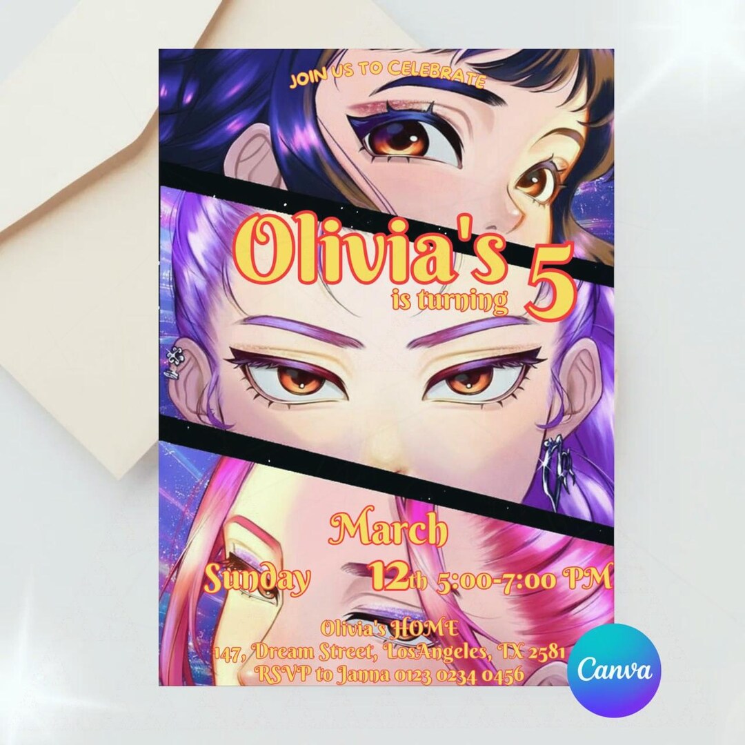 Editable Birthday Invitation | Anime Theme Party | Anime Invite ...
