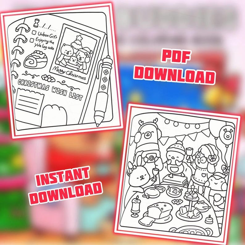 Coco Wyo Cozy Christmas Buddies Coloring Book PDF – 45 Printable Pages ...