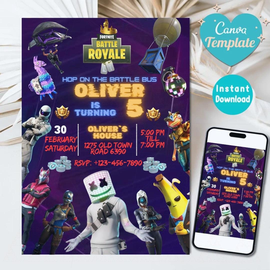 Editable Fort Game Birthday Invitation | Fort Night Birthday Party ...