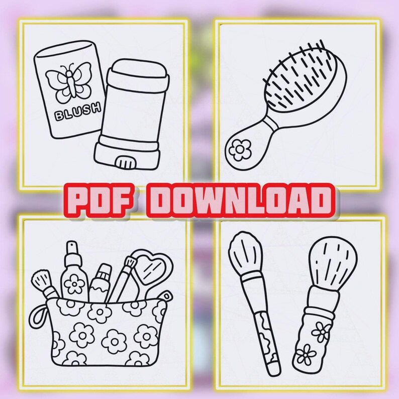 Glow Cosmetics Coloring Book PDF | Bold & Easy Beauty Makeup Art Pages ...