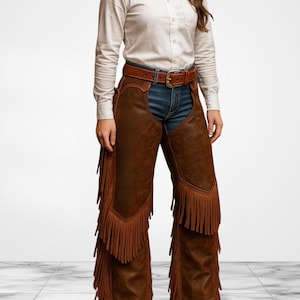Handmade Suede Leather Fringe Chaps: Vintage Cowgirl Biker Style - Etsy