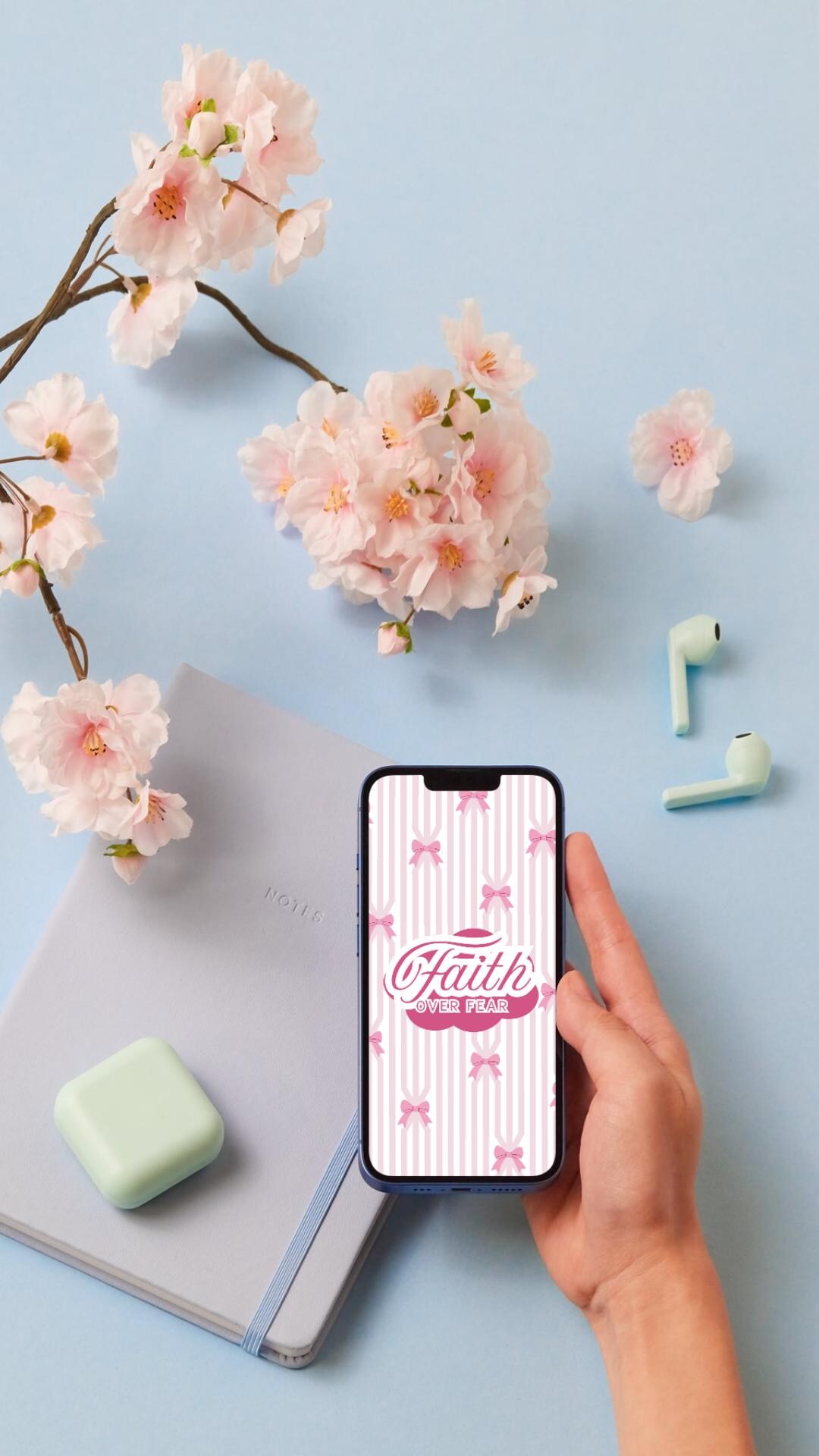 Faith Over Fear Pink Phone Wallpaper | Christian Lock Screen ...