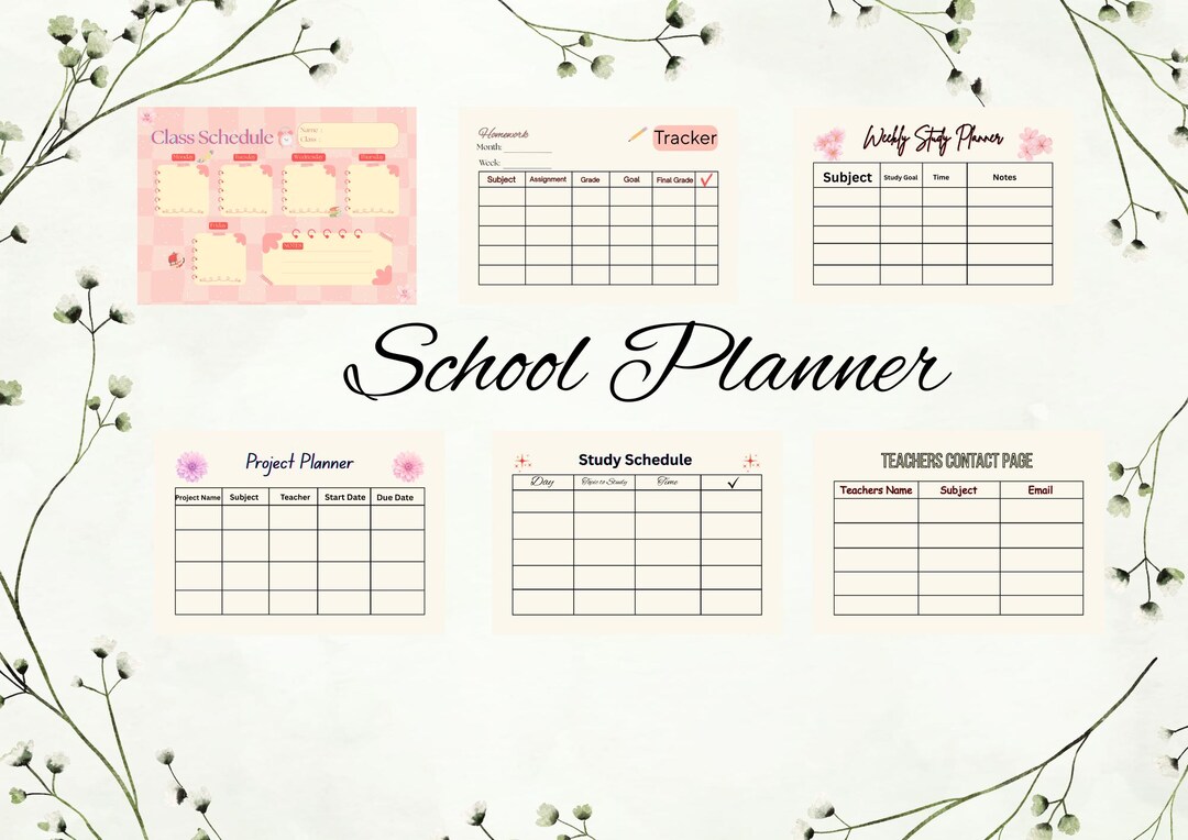 Pink & Yellow Planner Printable | 25 Student Planner PDF | Class ...