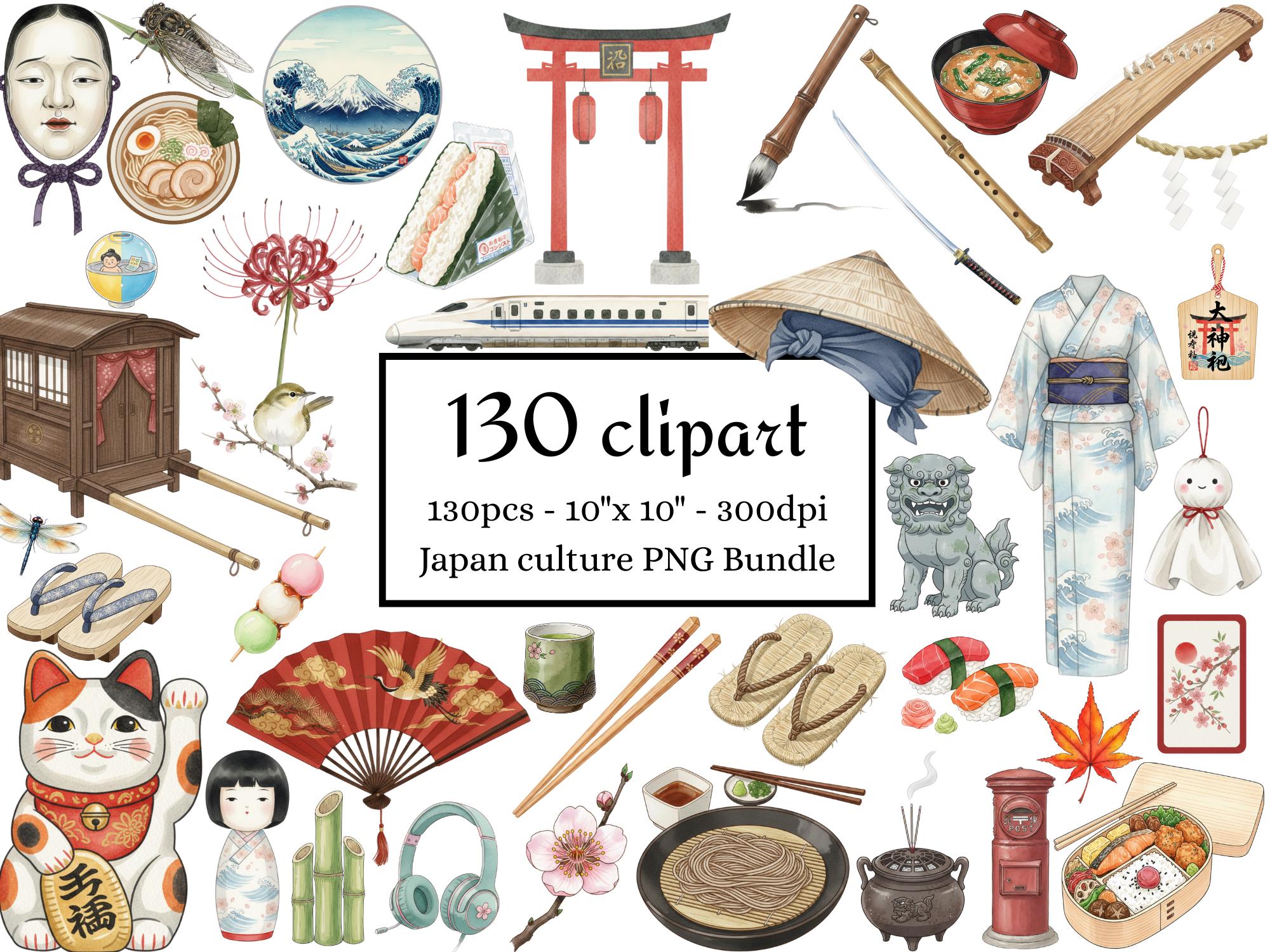 130 Japan Cultural Clipart PNG Bundle | Traditional & Modern Japanese ...