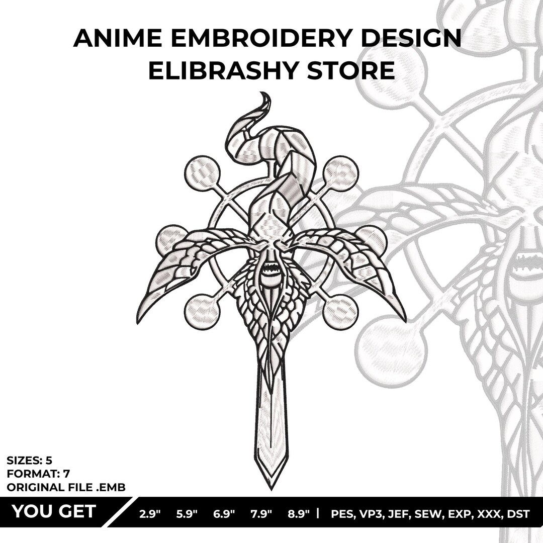 Divine Beast Wheel Embroidery Design | Mystic Guardian Cursed Pattern ...