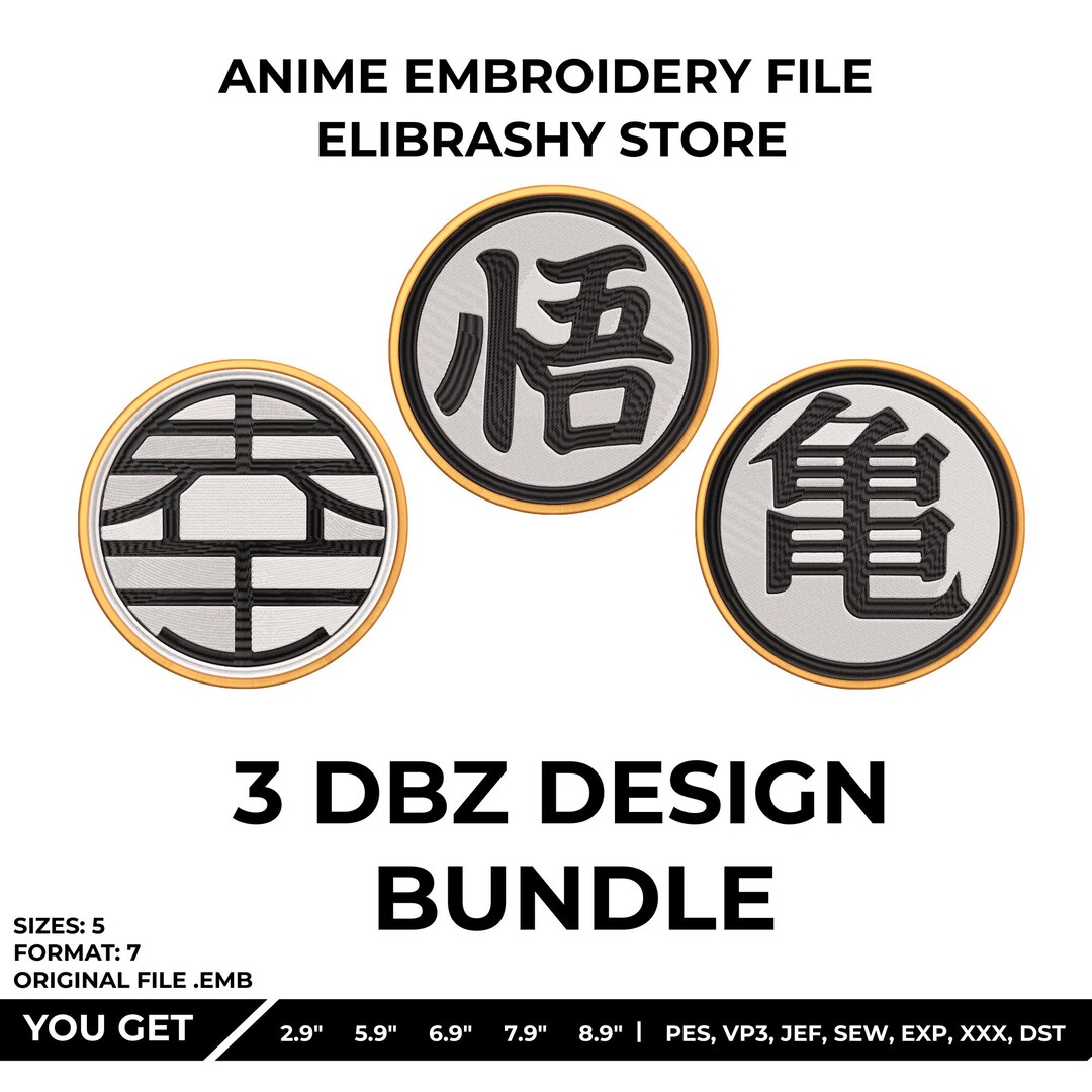 Anime Martial Symbol Embroidery Bundle | Classic Power Marks | Machine ...