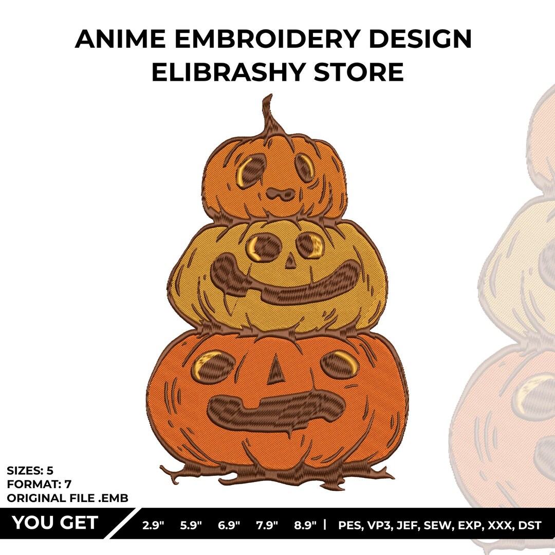 Stacked Pumpkins Embroidery Design – Halloween Pumpkin Tower File ...