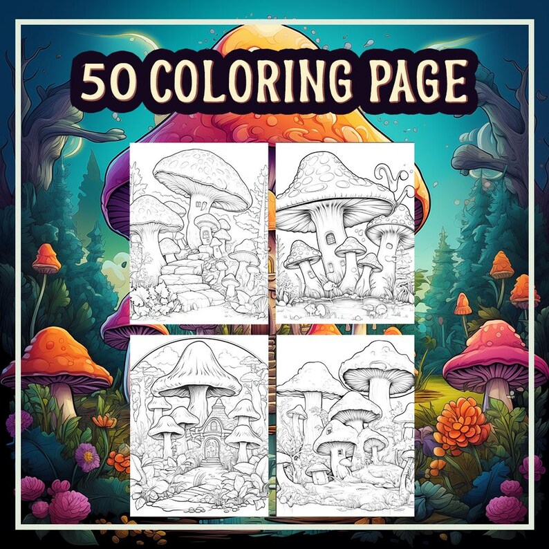 Magical Forest Mushroom Coloring Book: 50 Enchanted Designs (PDF ...
