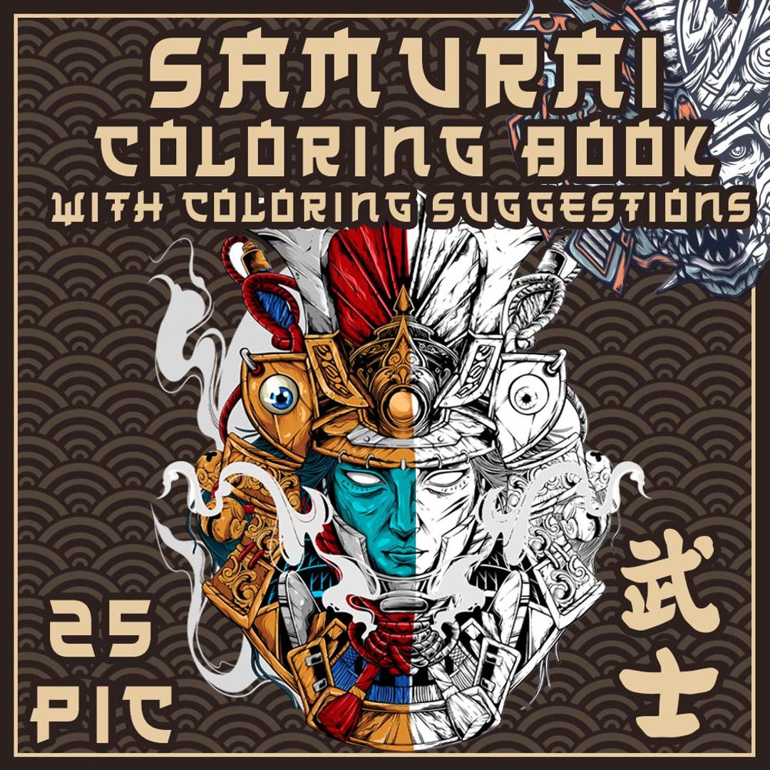 Samurai Coloring Book PDF – 25 Warrior Designs + Coloring Suggestions ...