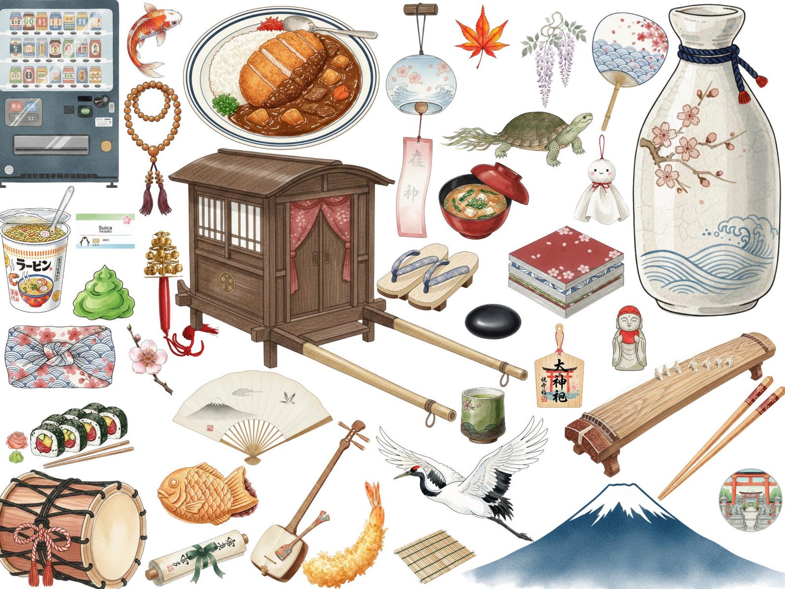 130 Japan Cultural Clipart PNG Bundle | Traditional & Modern Japanese ...
