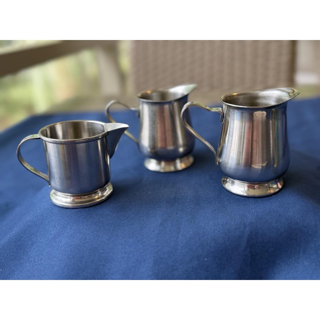 Oneida Stainless Steal Cream / Milk Pitcher - Mixed Set of 3 Creamers ...
