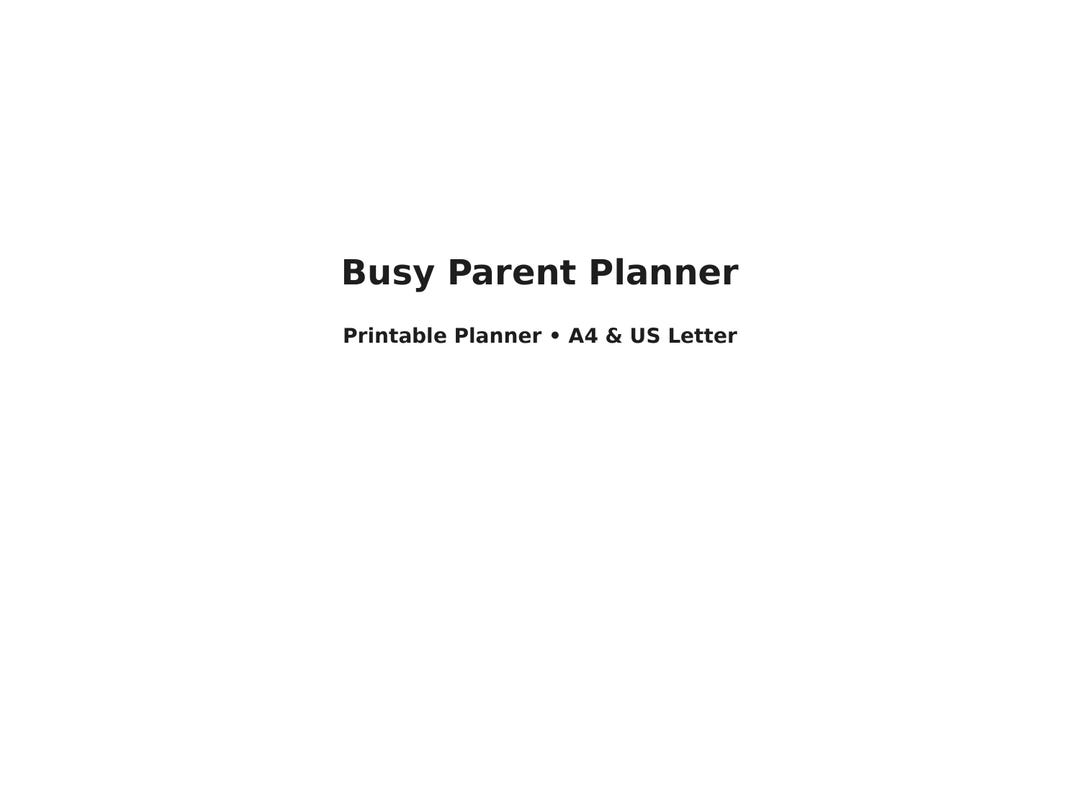 Busy Parent Planner Printable Daily & Weekly Planner A4 and US ...