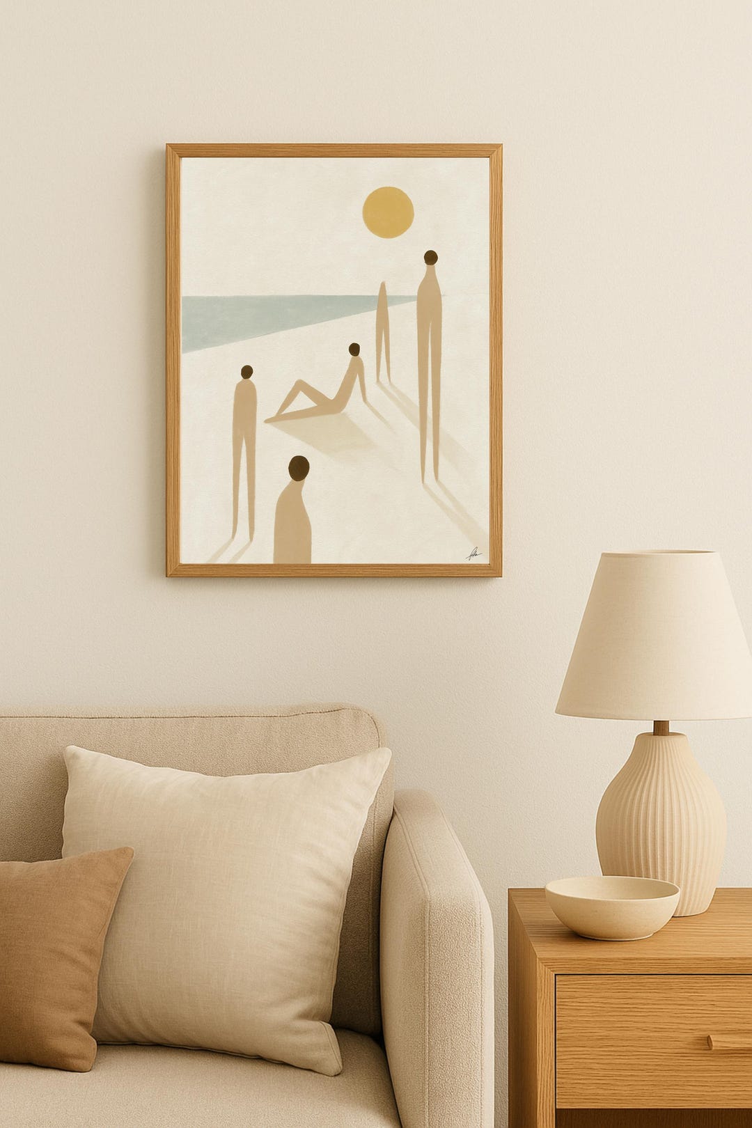 Abstract Beach Figures Art Print, Beach Wall Art , Hand Drawn Summer ...