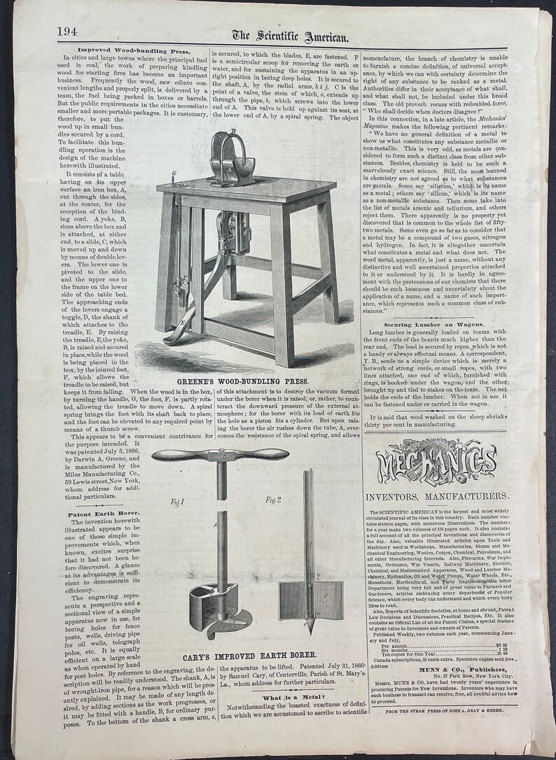 1866 Scientific American Inventions in Transportation, Medicine ...