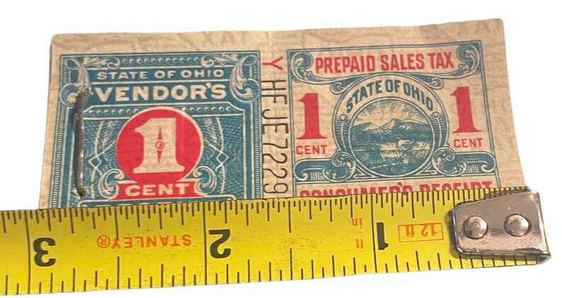 Ohio Pre-paid Sales Tax Stamps - 1936 - 9, Individual Vendor Stamps ...