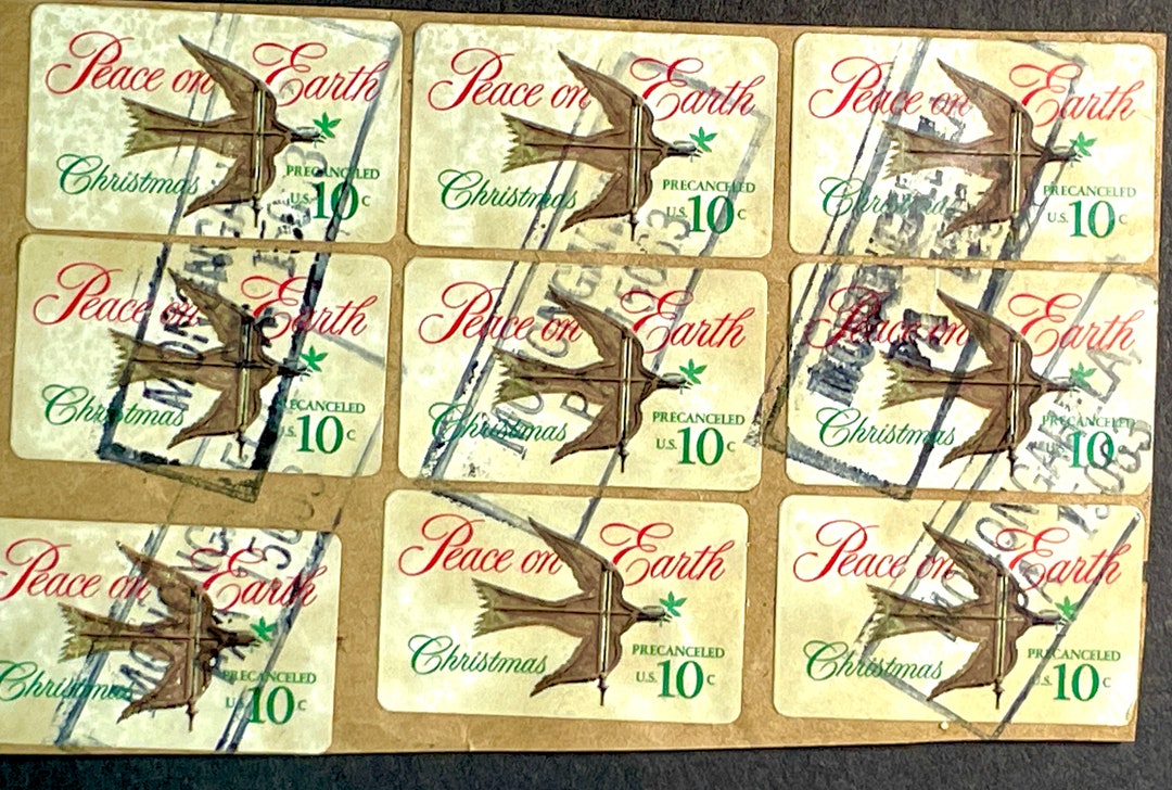 Nine (9) Christmas Peace on Earth 10 Cent Stamps - Etsy