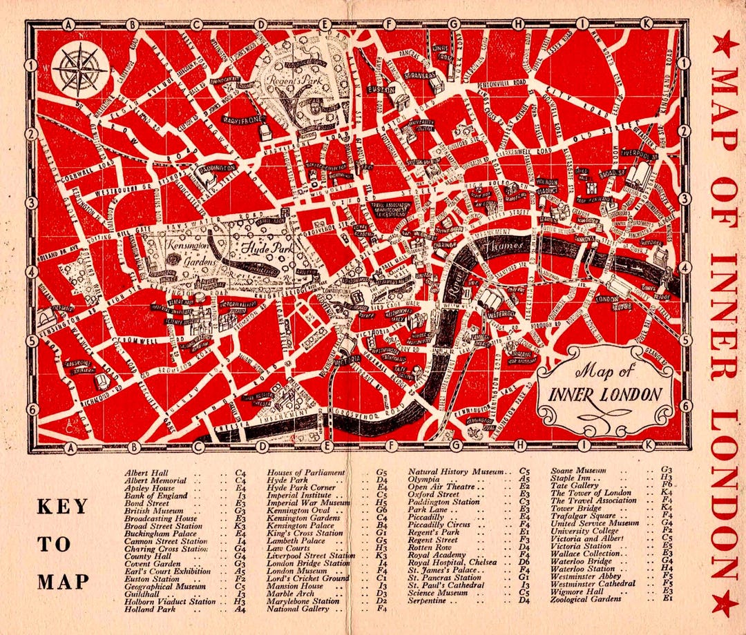 Three, 1947 Maps of London: Inside London - Outside London - the ...