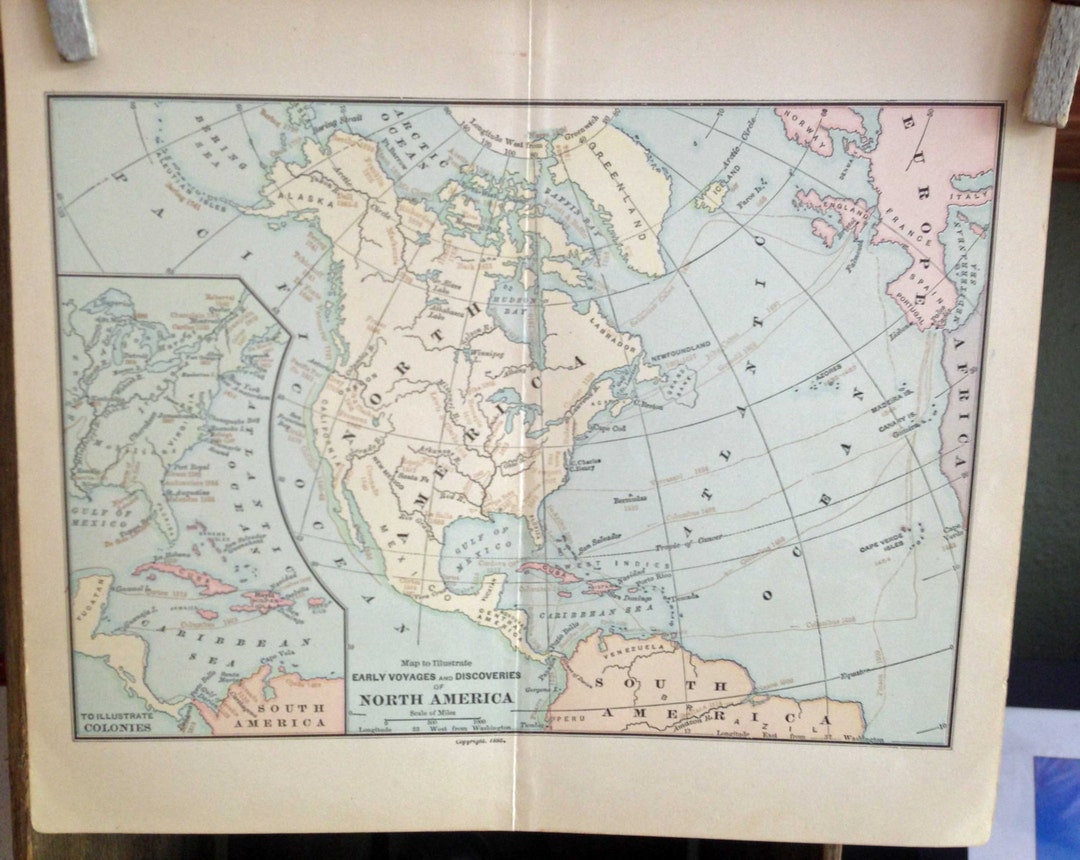 1885 "map to Illustrate Early Voyages and Discoveries of North America ...