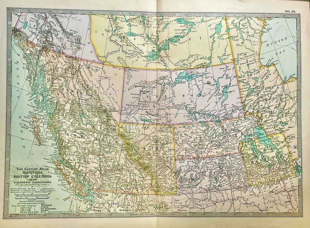 1902 Canadian Maps Century Atlas Maps of Manitoba - British Columbia ...