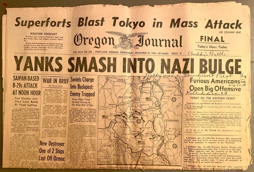 Yanks Smash Nazi Bulge Oregon Journal Dec 27 1944 - Etsy